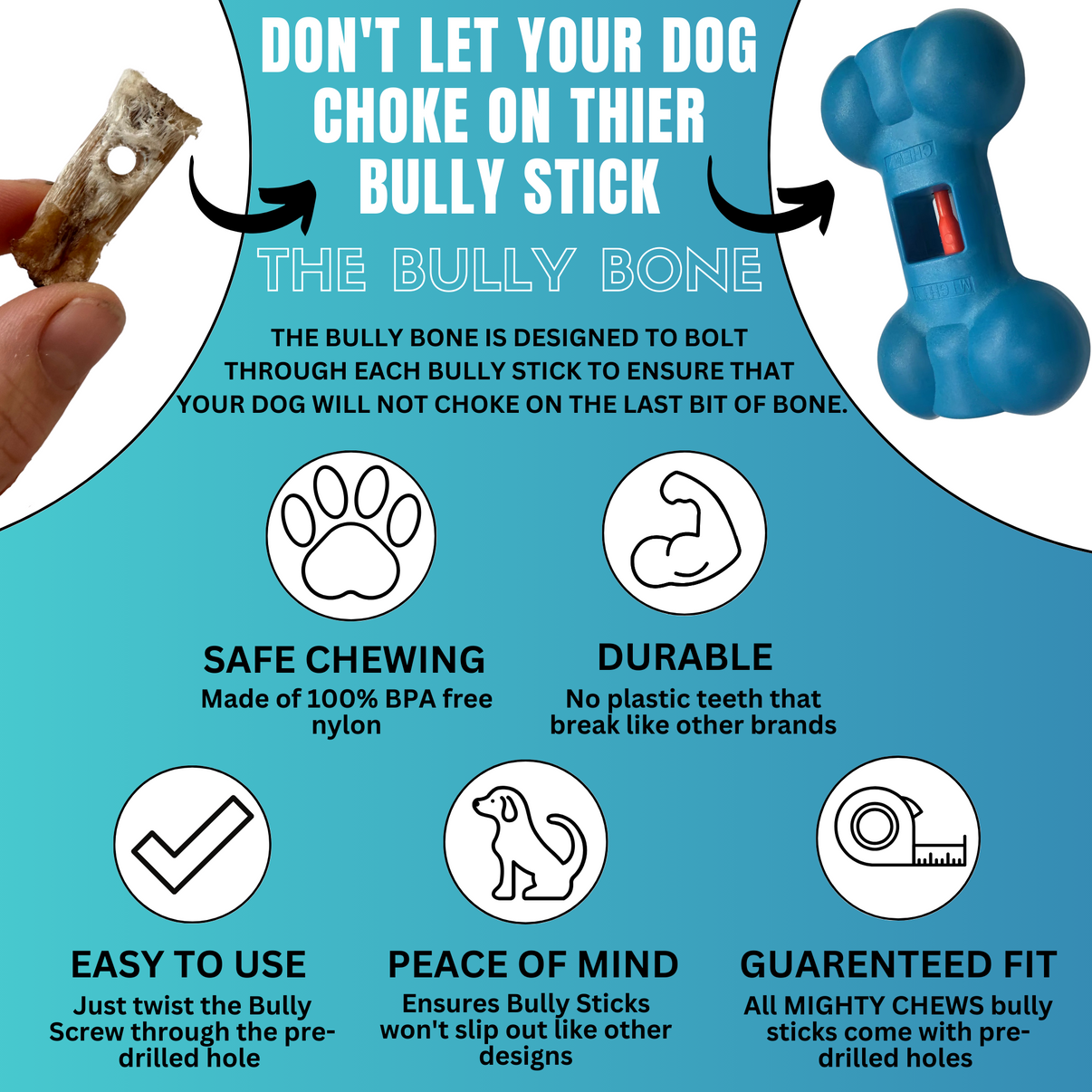 7" Thick Bully Bone - Refill – Mighty Chewz