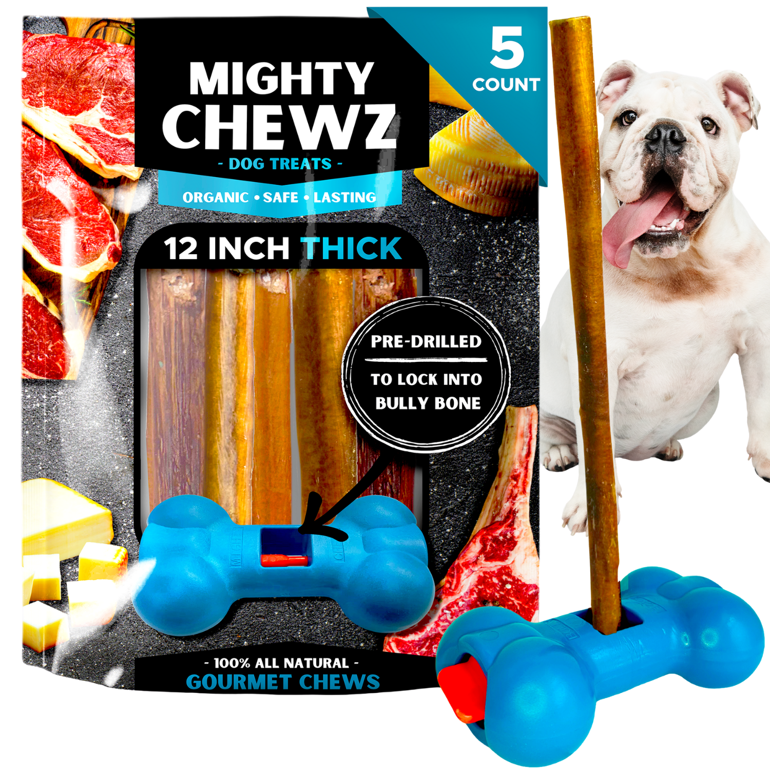12" Thick Bully Sticks - Bully Bone Included – Mighty Chewz