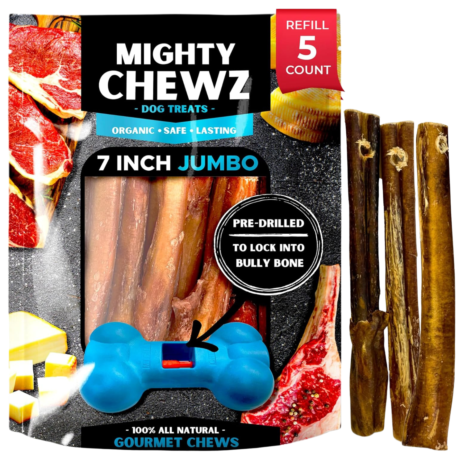 7" Jumbo Bully Sticks - Refill Pack – Mighty Chewz
